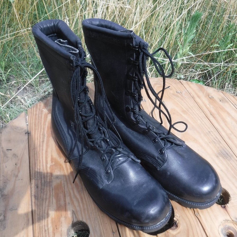 Vintage Military Boots 1981 Black Leather Mens 10.5 - Gem